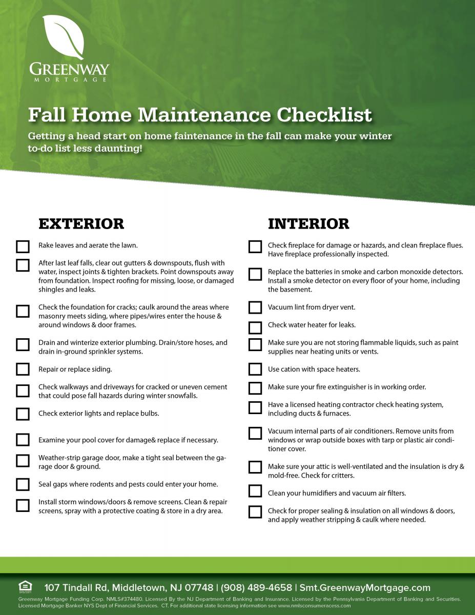 Fall Home Maintenance Checklist - Shore Mortgage Team Branch's Blog ...